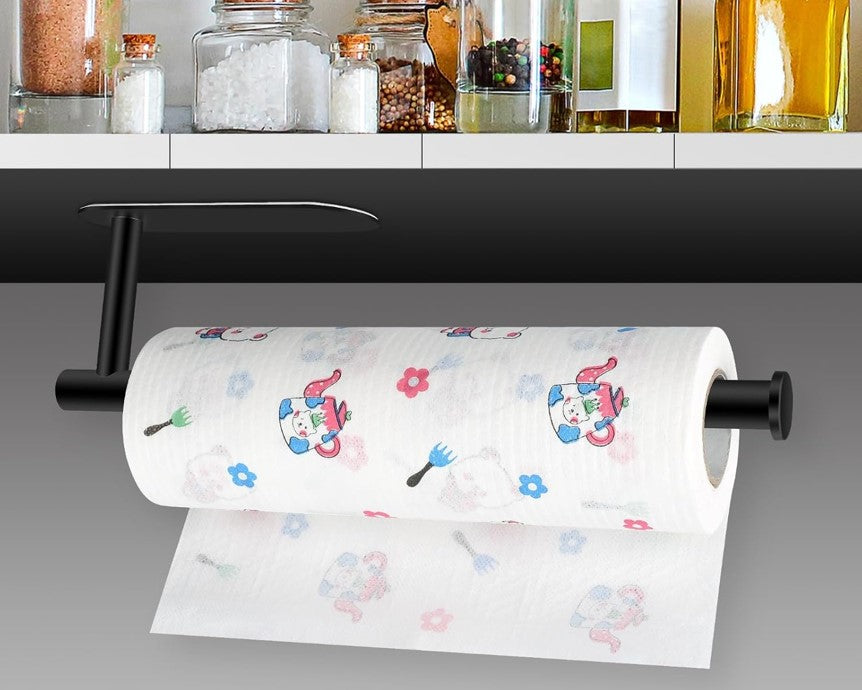 Black Kitchen Roll Holder Countertop Paper Towel Stand