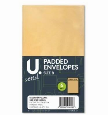 Padded Envelopes Size B 120x225mm, 5pk