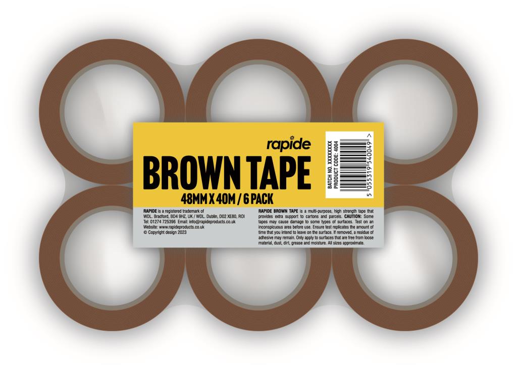 Rapid Brown Tape 48mm x 40m pack of 6