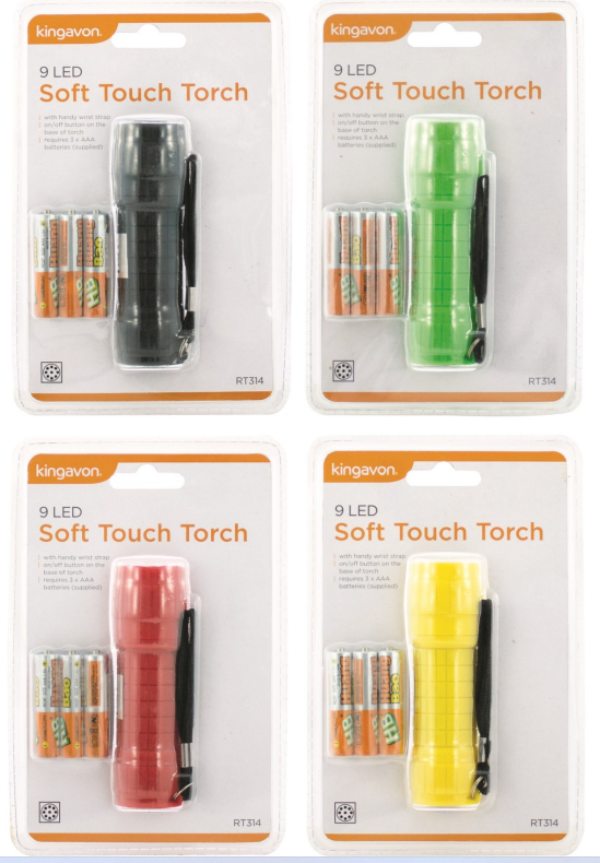 9 Led Soft Touch Torch With Batteries