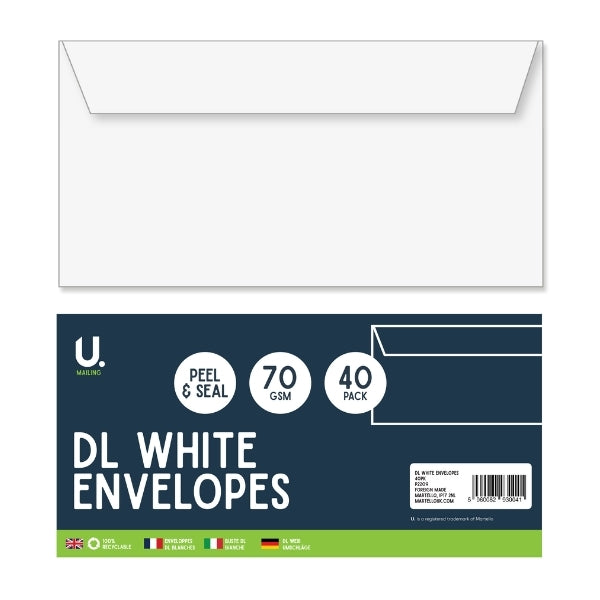 DL White Envelope 40 Pack