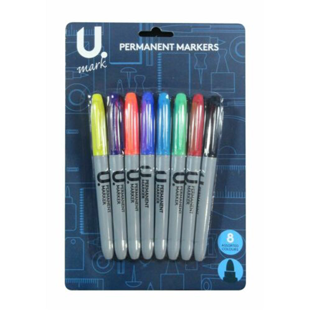 U Mark 6 Permanent Markers Assorted