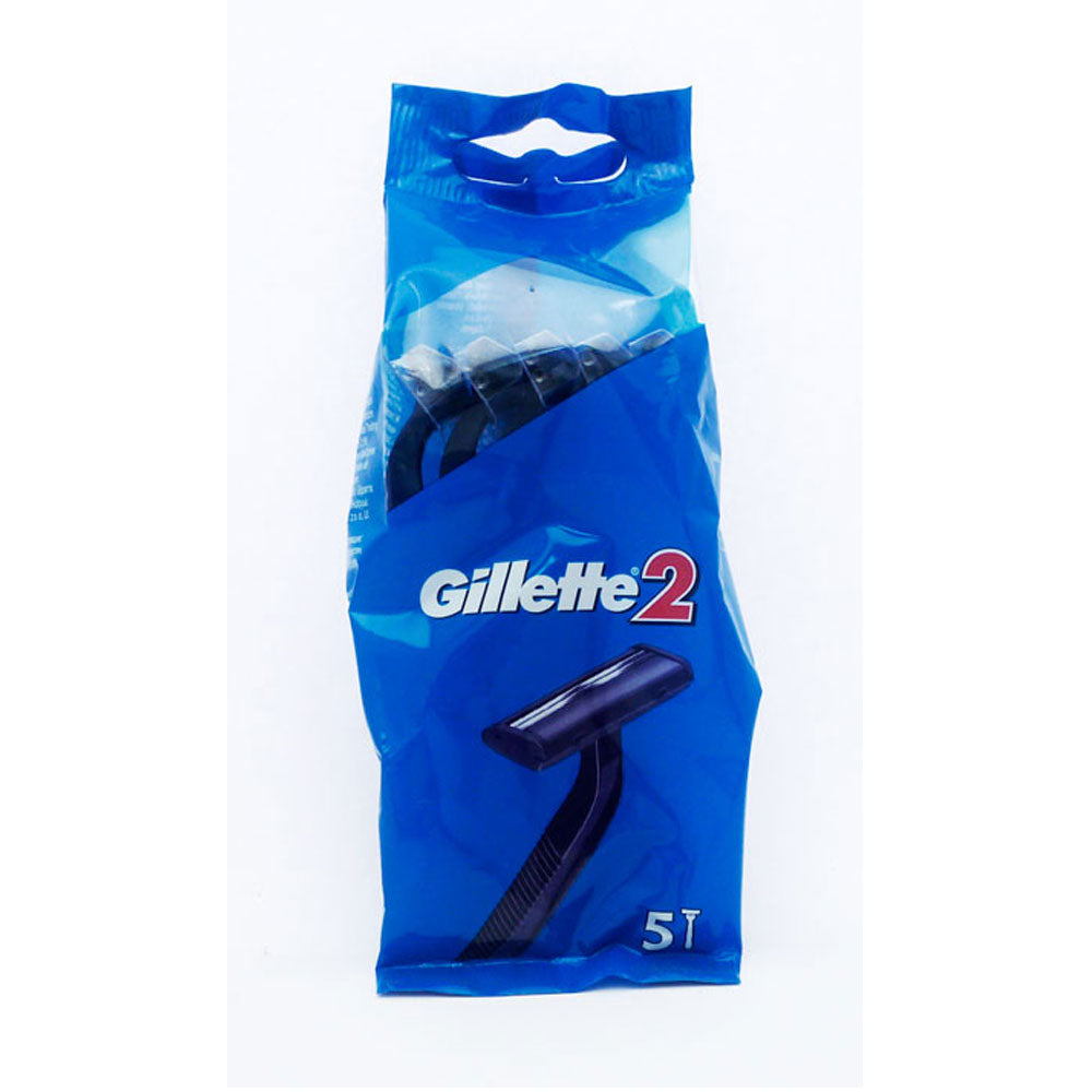 Gillette 2 Blade Disposable Razor Pack of 5 Razors