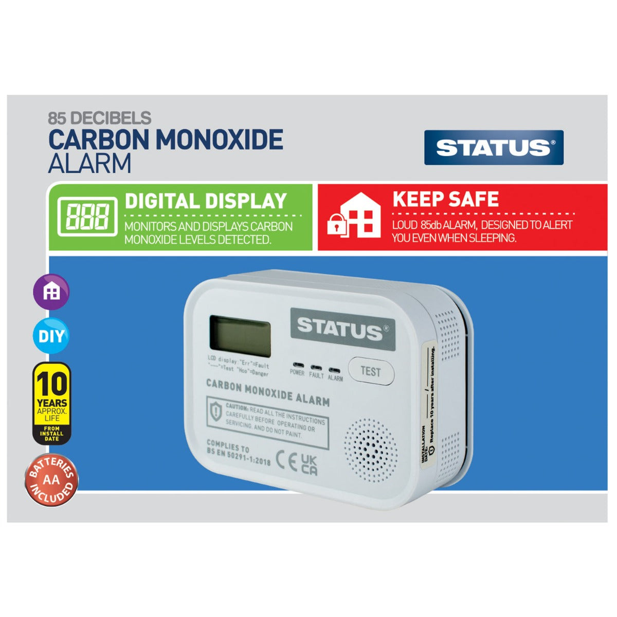 Status Digital Carbon Monoxide Detector Alarm